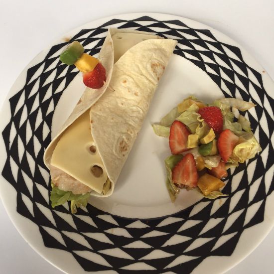 Yummy chicken and cheese wrap with a sweet Summer salad.... | The Diary ...