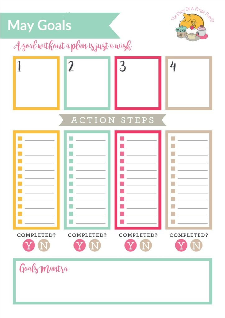 {May 2019} This Month's life goals with a free goals tracker printable ...